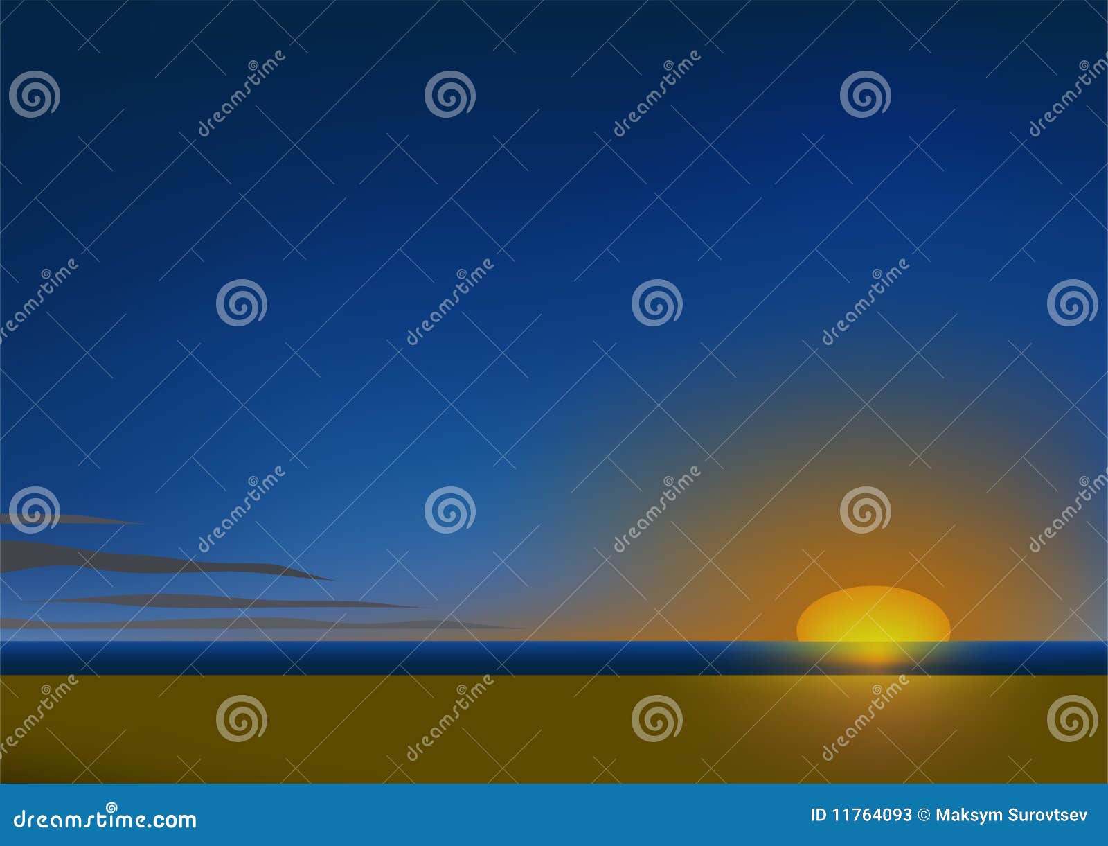 Marine dawn stock vector. Illustration of night, morning - 11764093