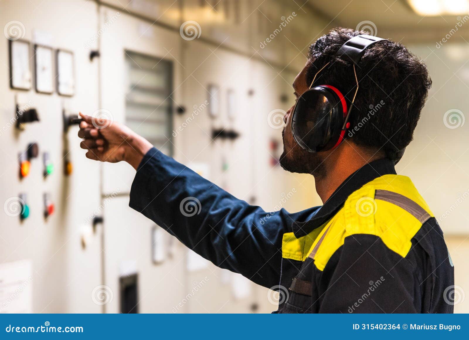Marine Engineer during His daily Routine Work in Engine Room. Stock ...