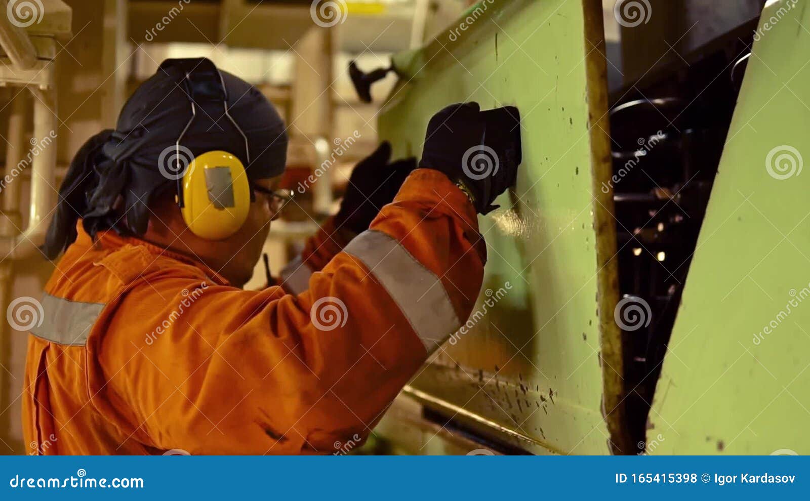Marine Engineer Inspecting Ship S Engine in Engine Control Room Stock ...