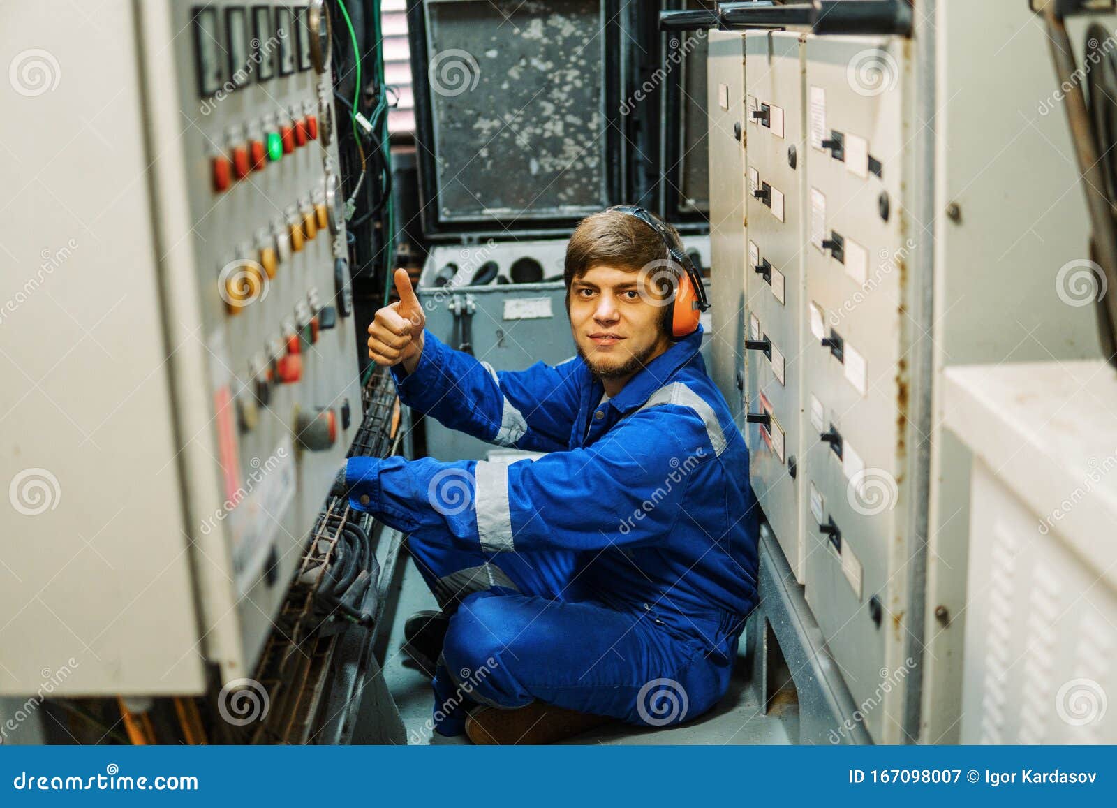 Marine Engineer Inspecting Ship`s Engine or Generators Stock Image ...