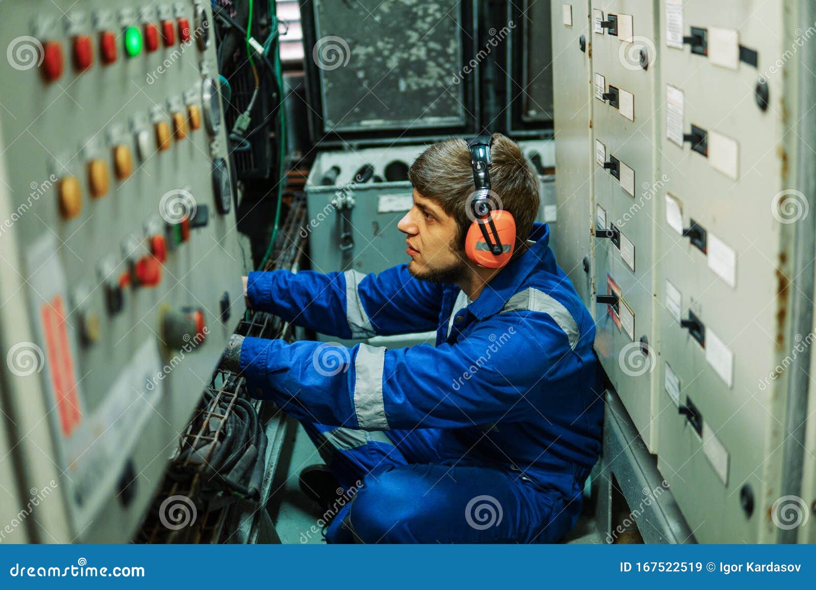 Marine Engineer Inspecting Ship`s Engine or Generators Stock Image ...