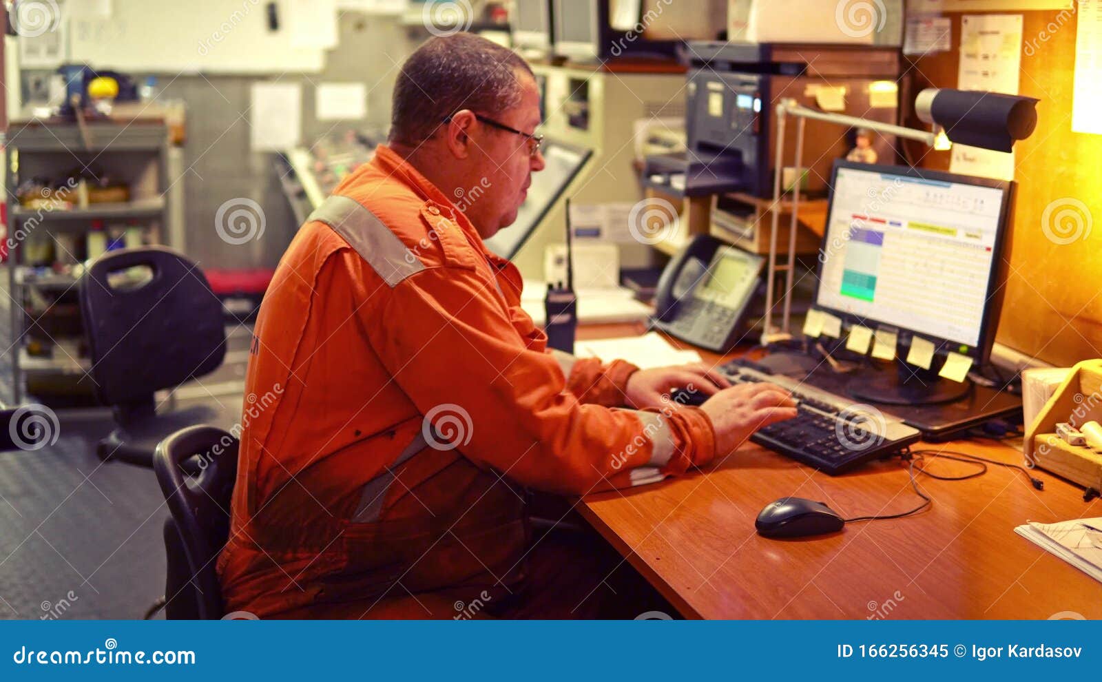 Marine Engineer Officer Working in Engine Room Stock Video - Video of ...