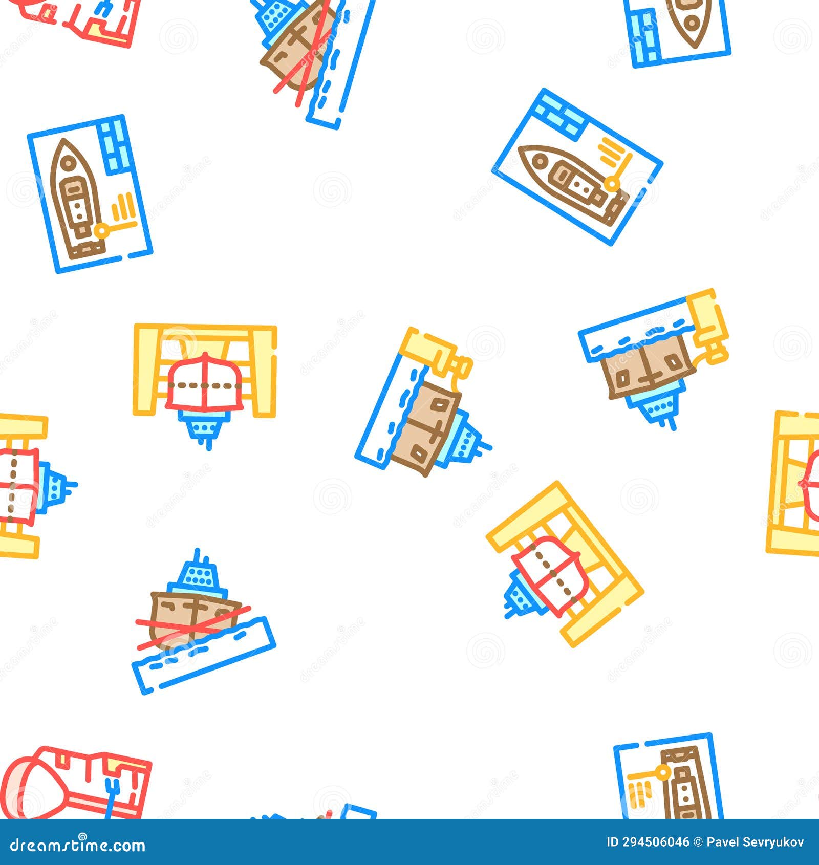 Marine Engineering Ship Seamless Pattern Vector Stock Vector ...