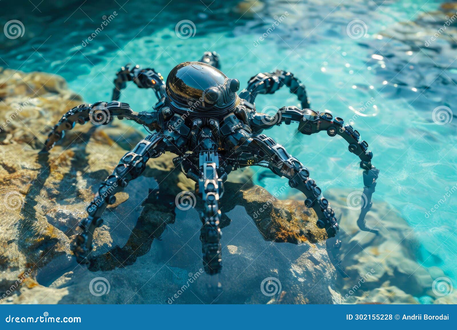 Marine Exploration: Bionic Octopus Drone. Stock Illustration ...