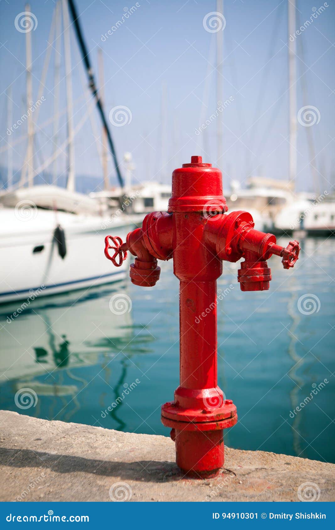 Marine Fire Hydrant on the Quay in Front of the Yachts Stock Image ...