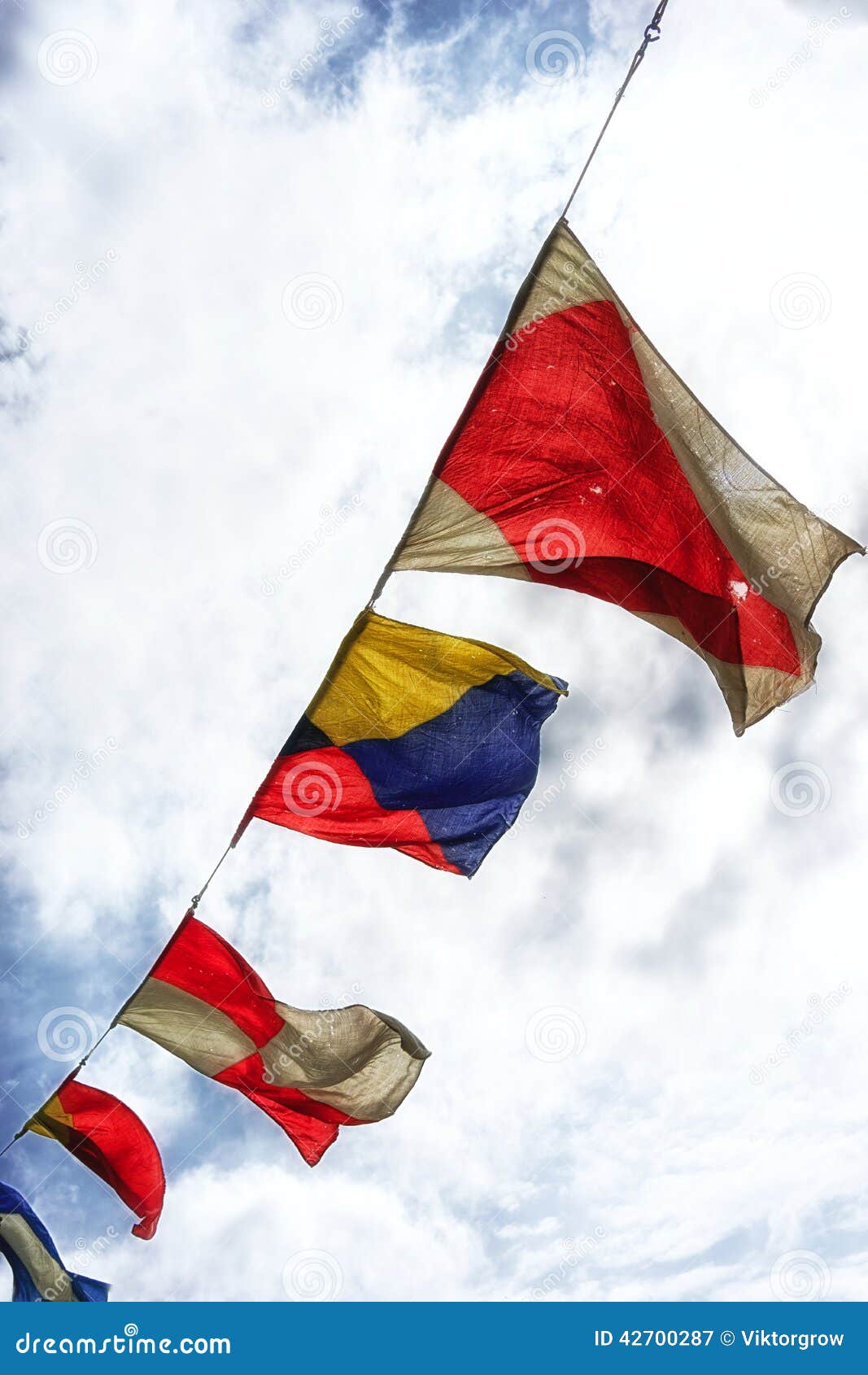 Marine Flags on a Rope on the Sky Background Stock Image - Image of ...