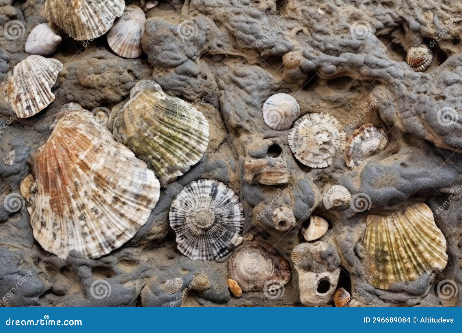 Marine Fossils Unveiled: Shell-Laced Limestone. AI Generate Stock ...