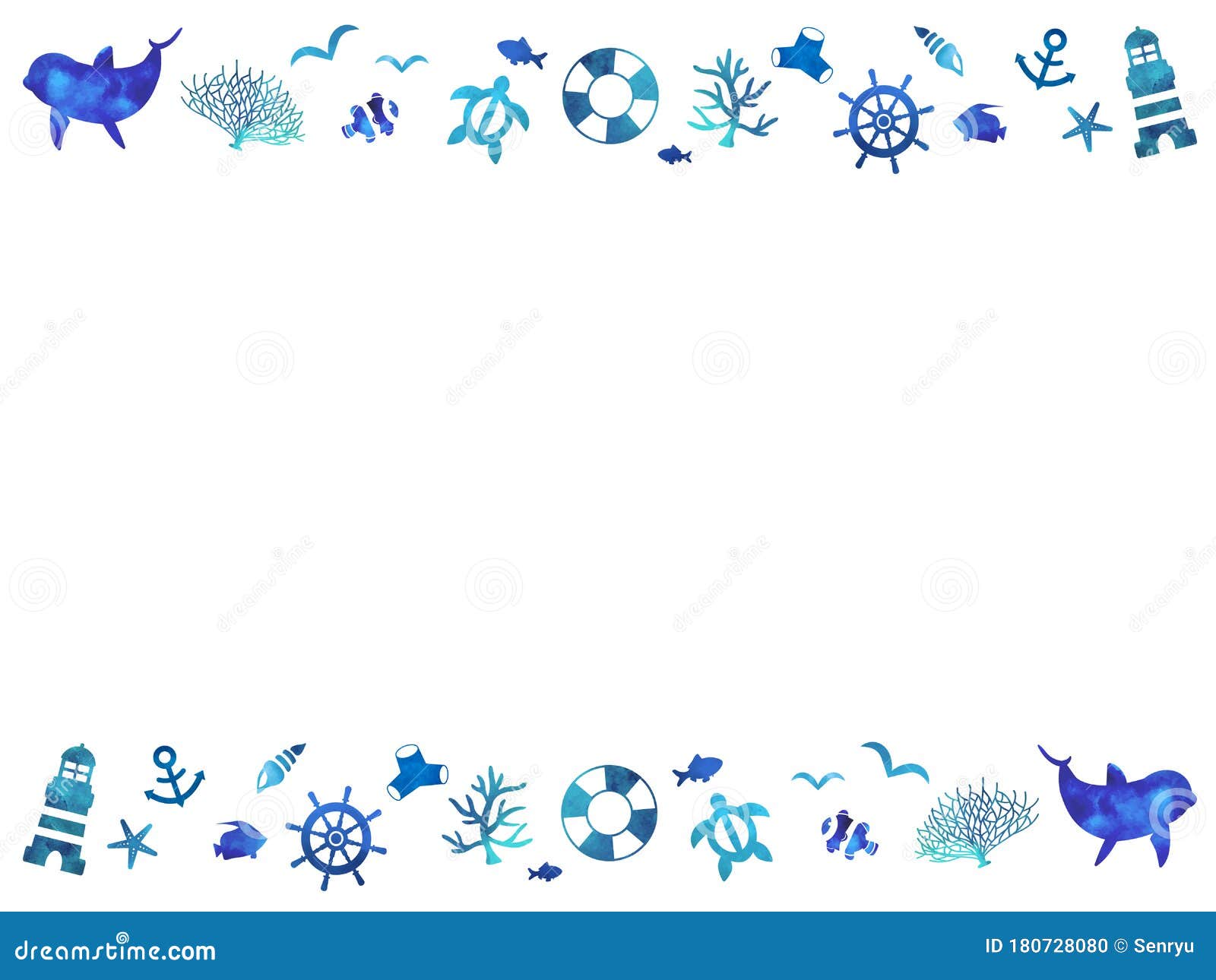 Marine frame stock vector. Illustration of leaf, anemone - 180728080