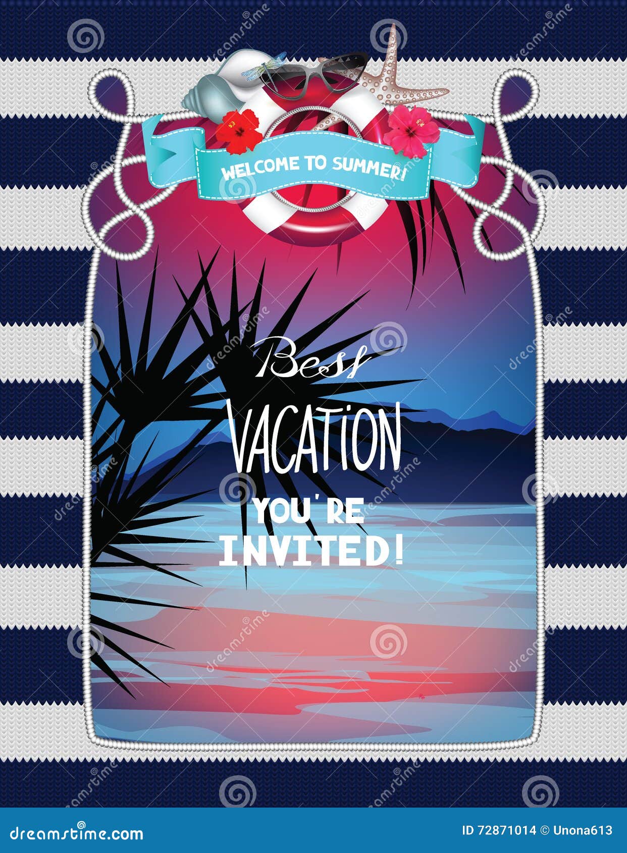 Marine Frame With Hand Drawn Ocean Elements, Copy Space. Square Border ...