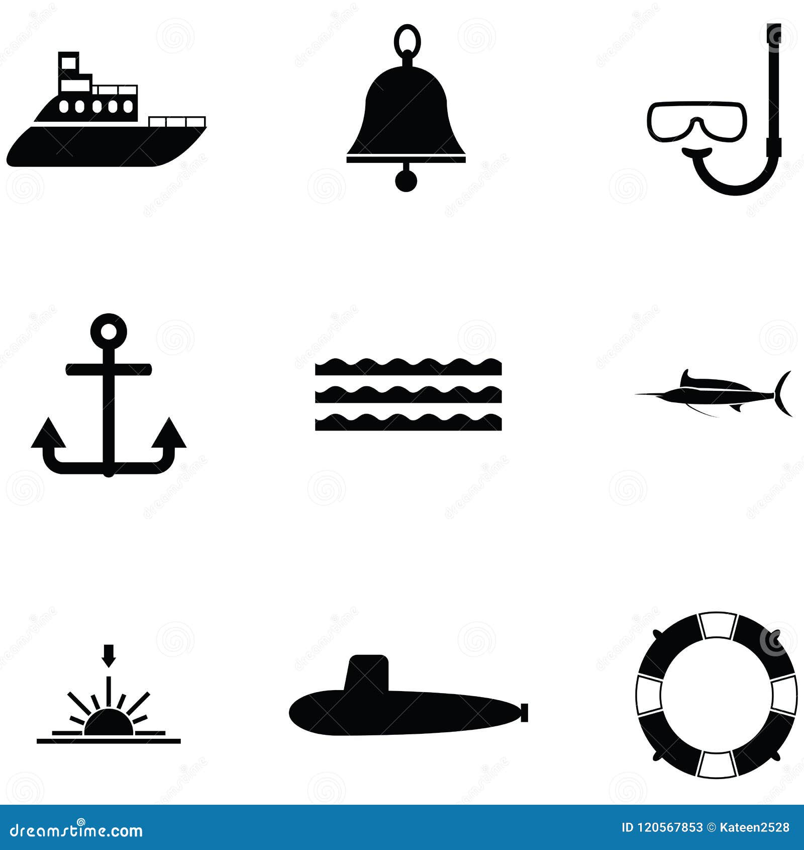 Marine icon set stock vector. Illustration of sail, isolated - 120567853