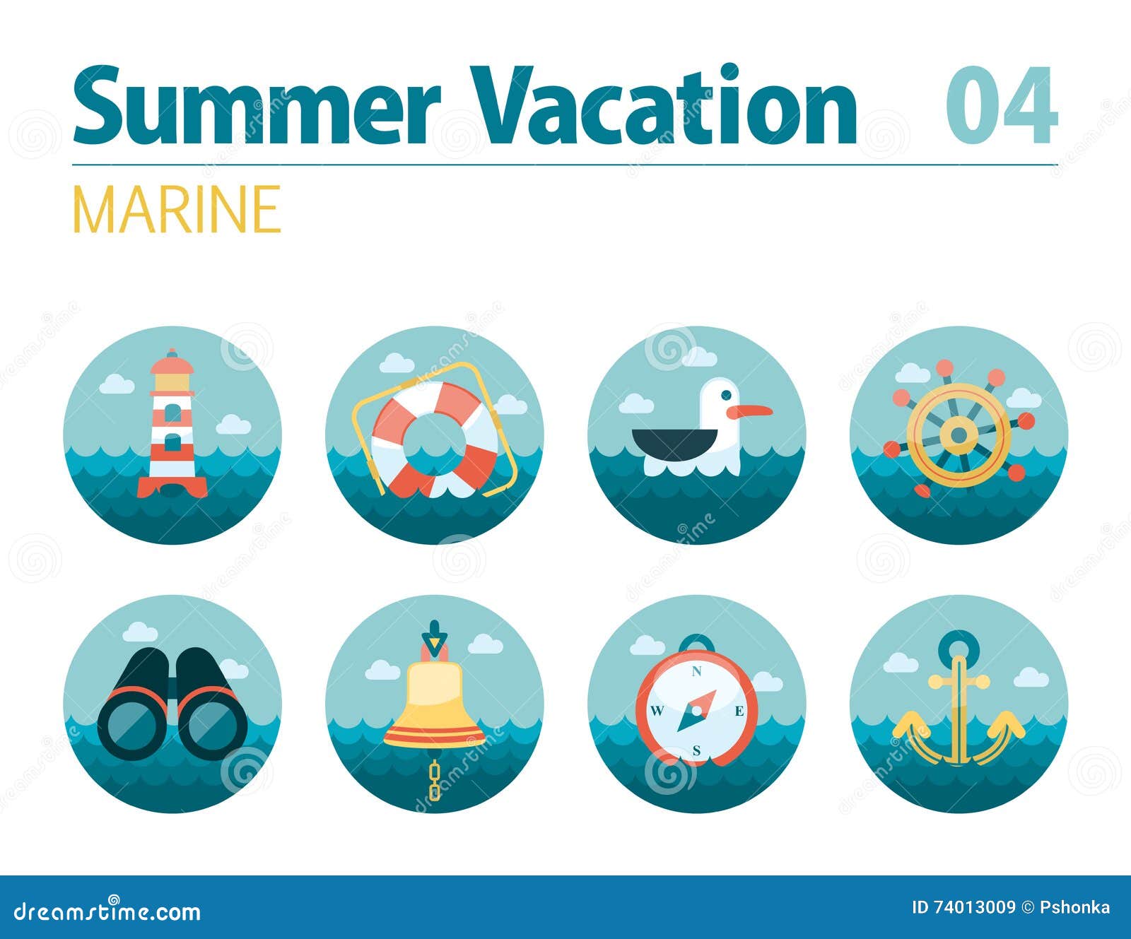 Marine icon set stock vector. Illustration of helm, sign - 74013009