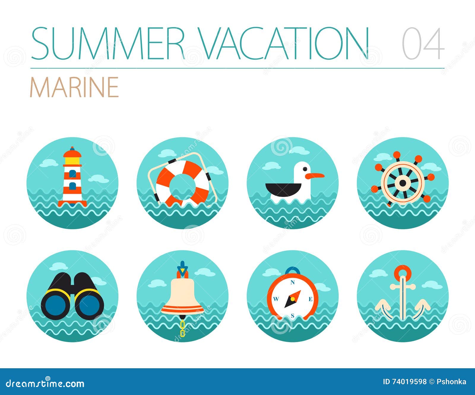 Marine icon set stock vector. Illustration of marine - 74019598