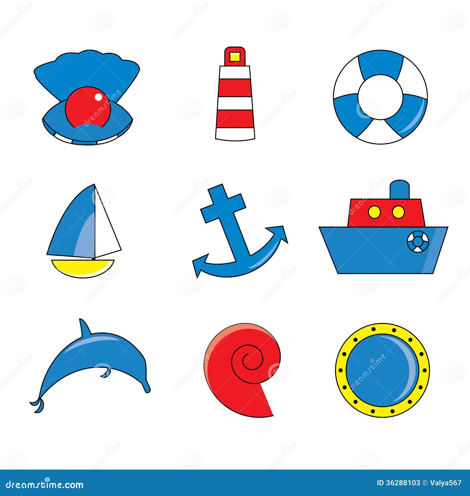 Marine Sea Icons Vector Set. | CartoonDealer.com #75772415