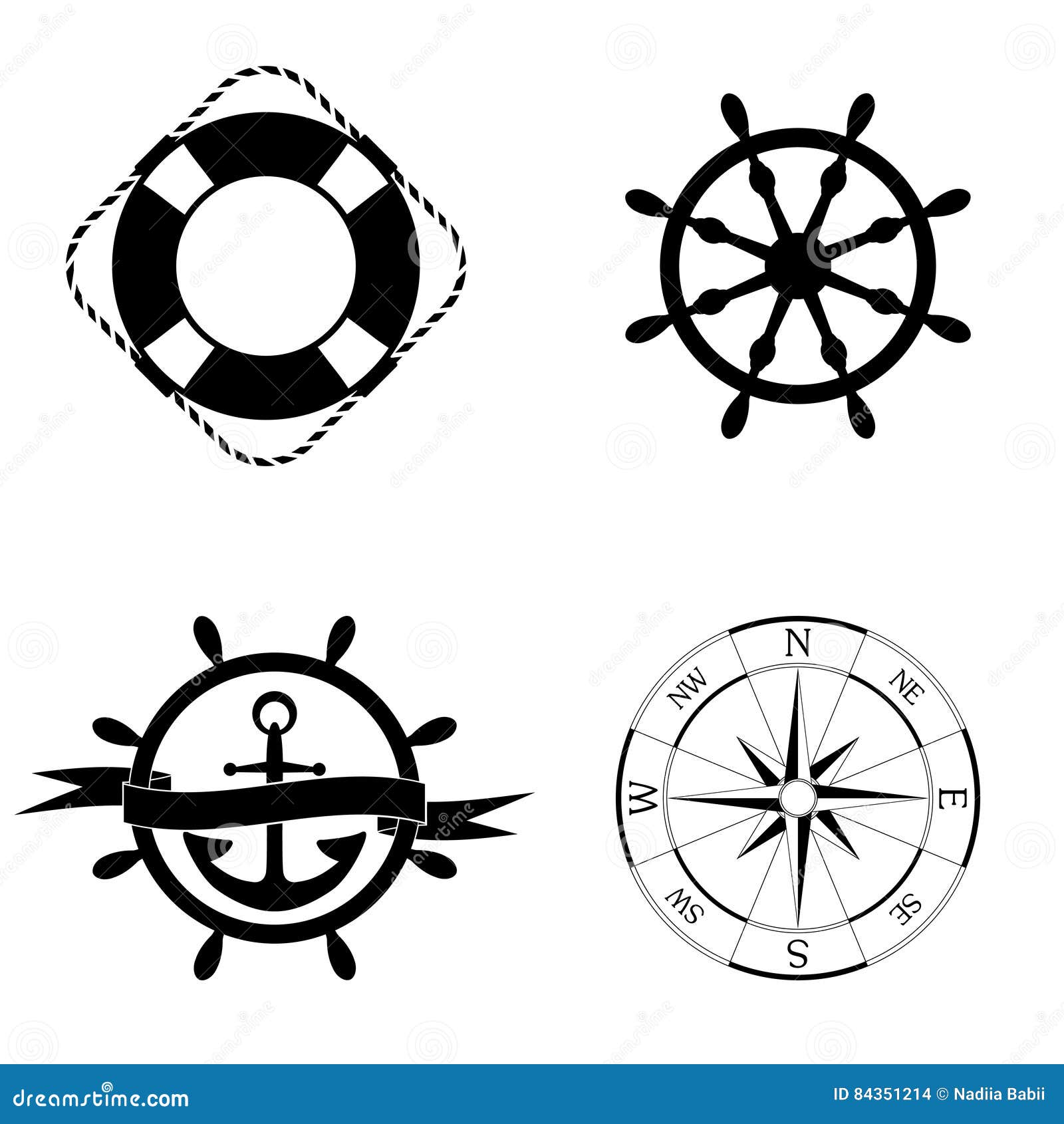 Marine Icons Set stock illustrationer. Illustration av hamn - 84351214