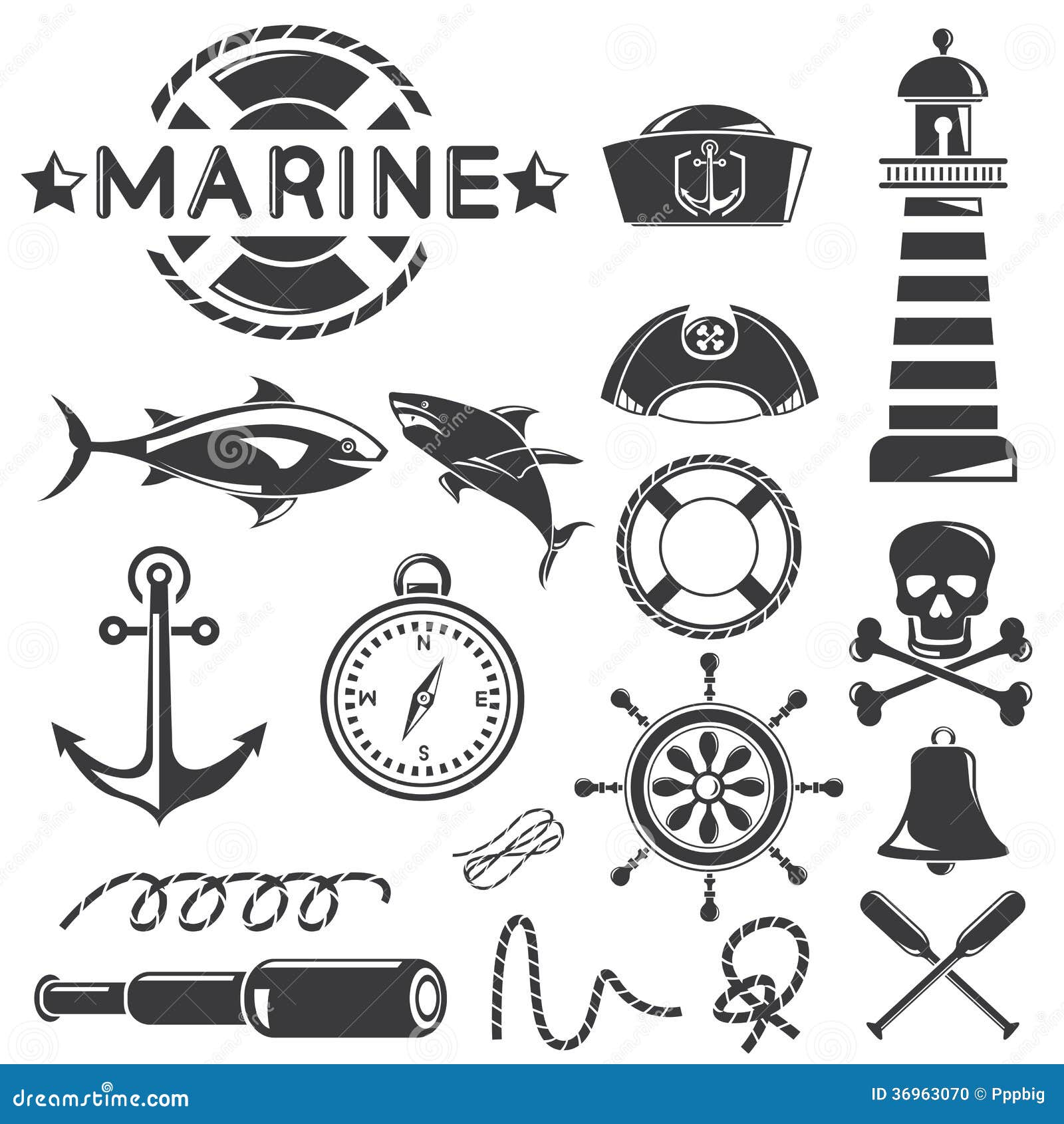 Marine icons stock illustration. Illustration of lifebuoy - 36963070