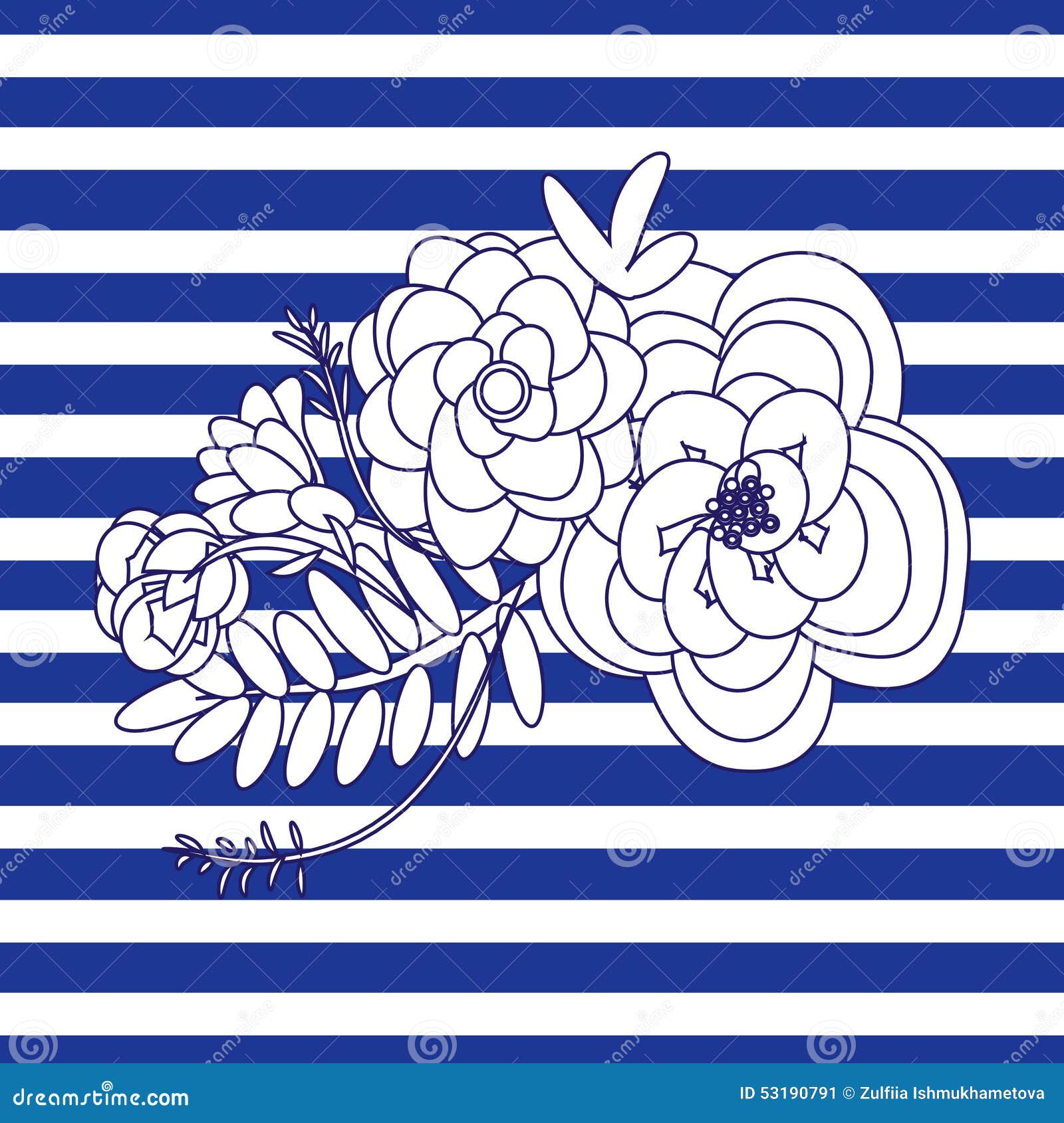 Flowers On Striped Background Vector Illustration | CartoonDealer.com ...