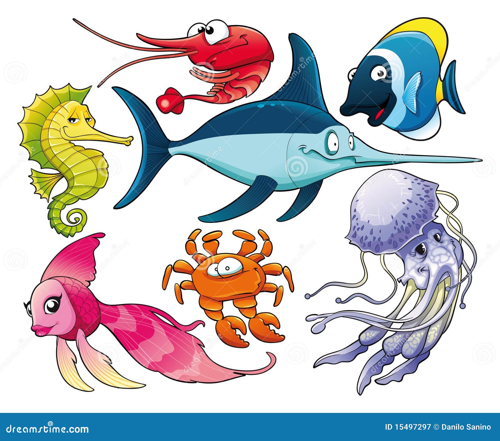 Marine life stock vector. Illustration of comic, life - 15497297