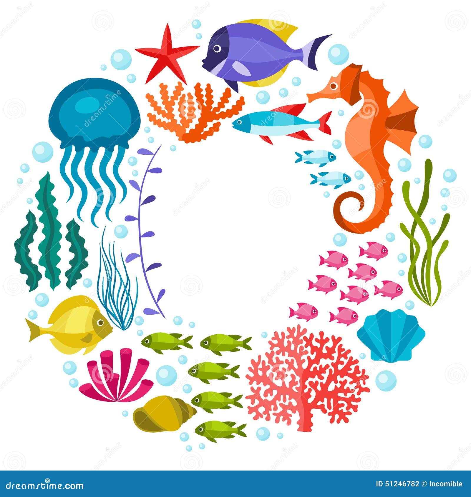 Marine Life Background Design with Sea Animals Stock Vector ...