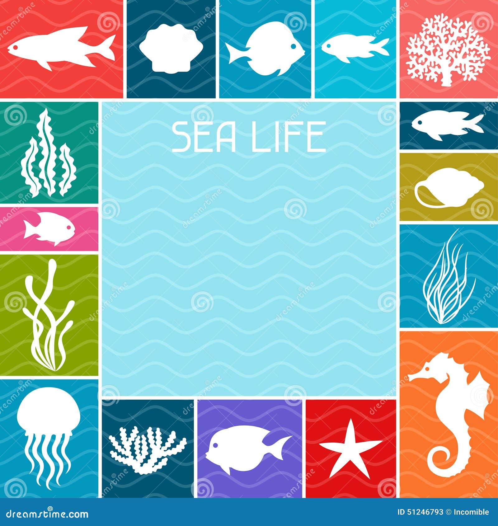 Marine Life Background Design with Sea Animals Stock Vector ...