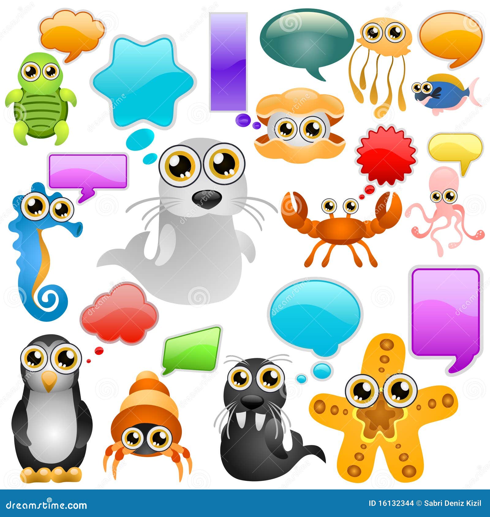 Marine Life Cartoon Character Stock Vector - Illustration of post ...