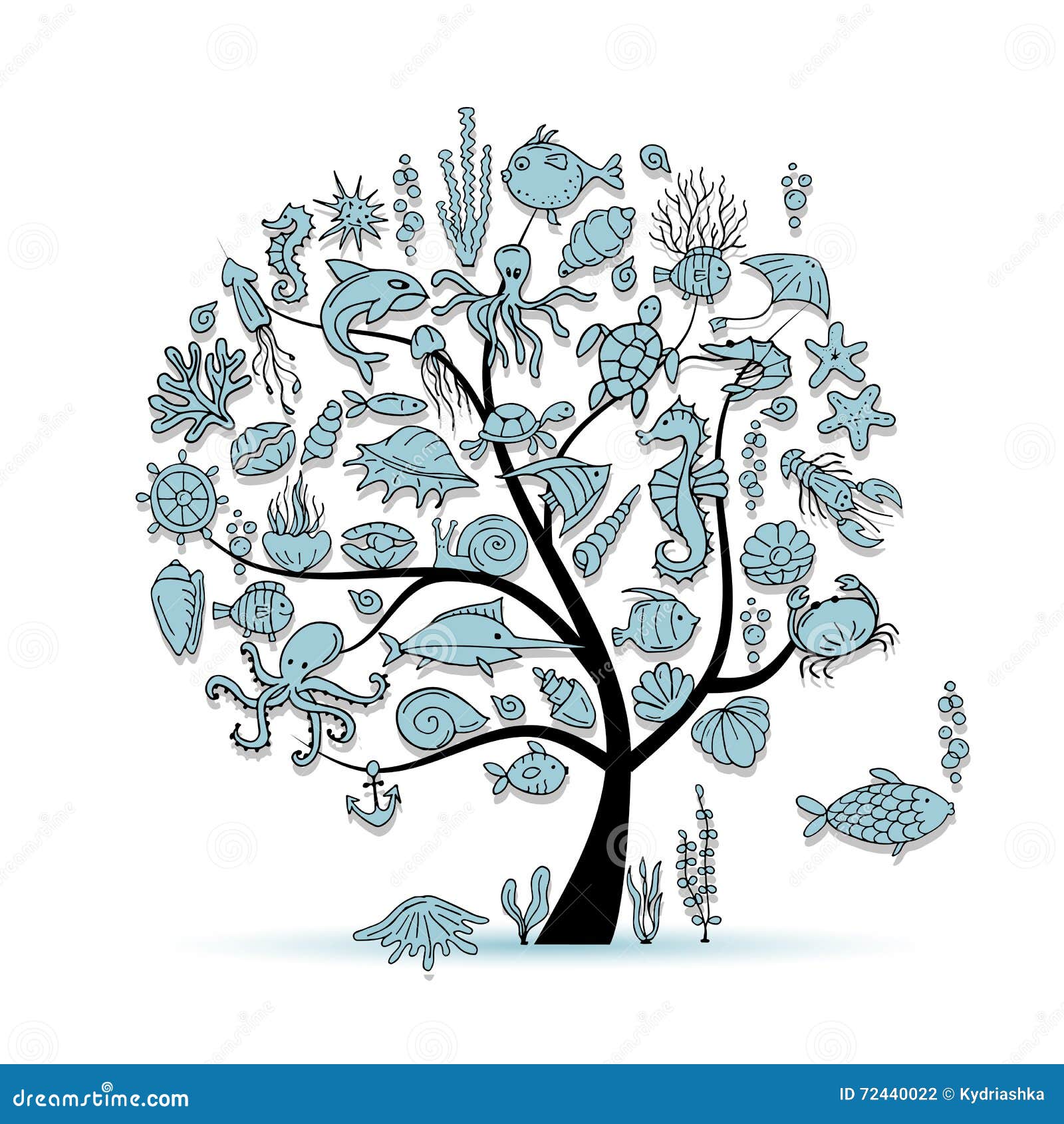 Marine Life, Concept Tree for Your Design Stock Vector - Illustration ...