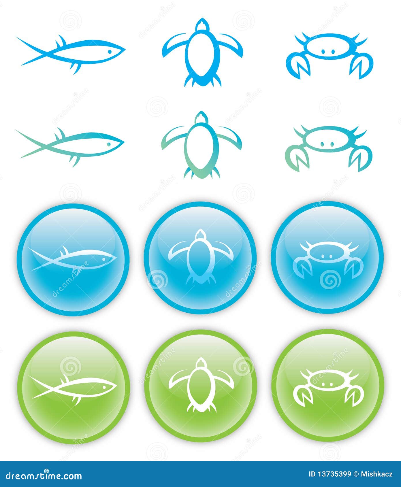 Marine life icon set stock vector. Illustration of agua - 13735399