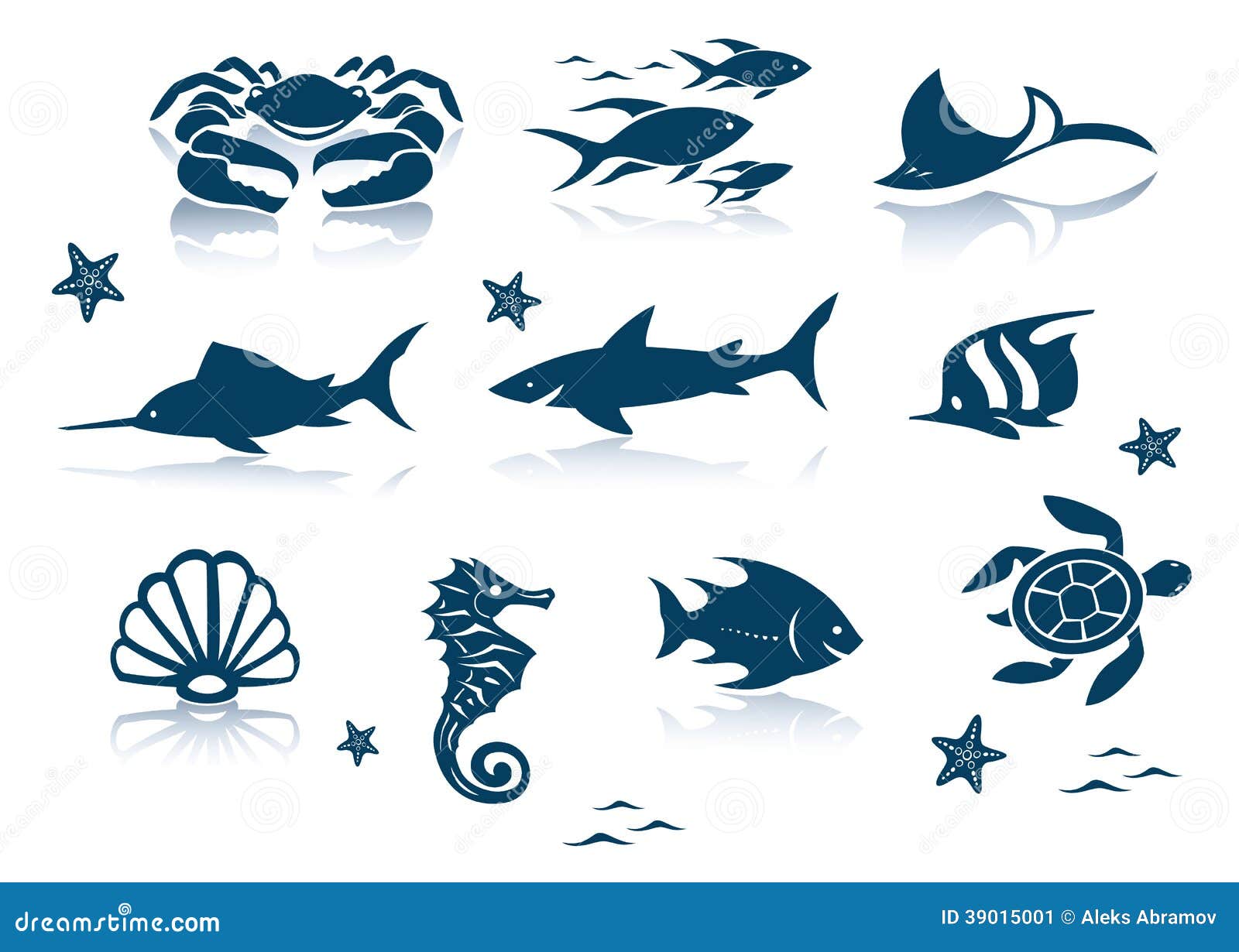 Marine life icon set stock vector. Illustration of seashell - 39015001