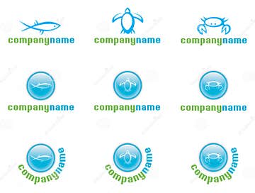 Marine life logo set stock vector. Illustration of curve - 13738373