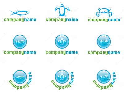 Marine life logo set stock vector. Illustration of curve - 13738373