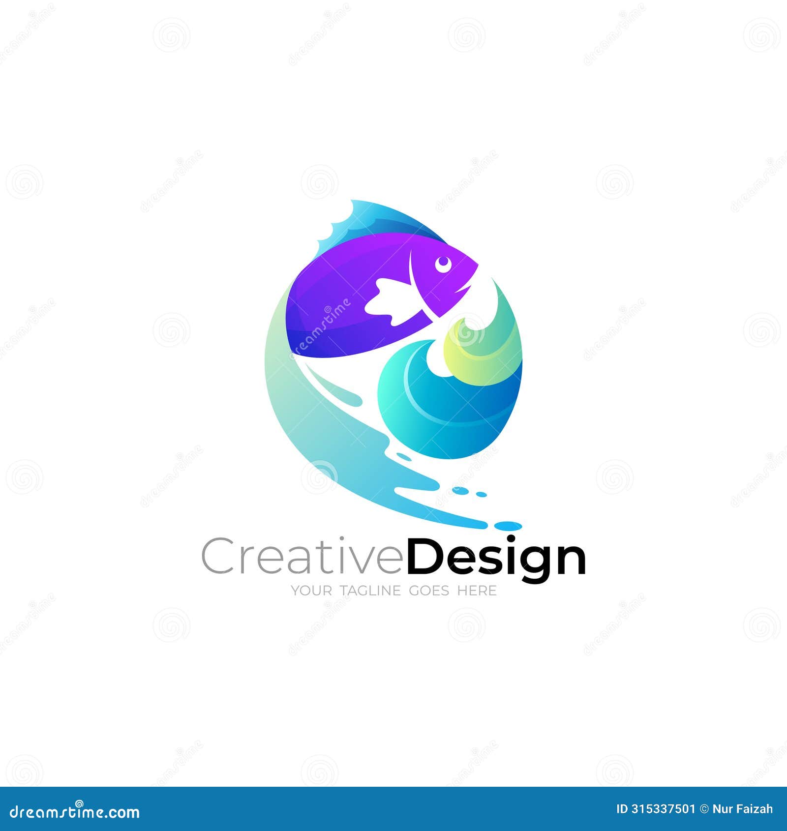 Marine Life Logo Template, Fish Logo Template, Blue Color Stock Vector ...
