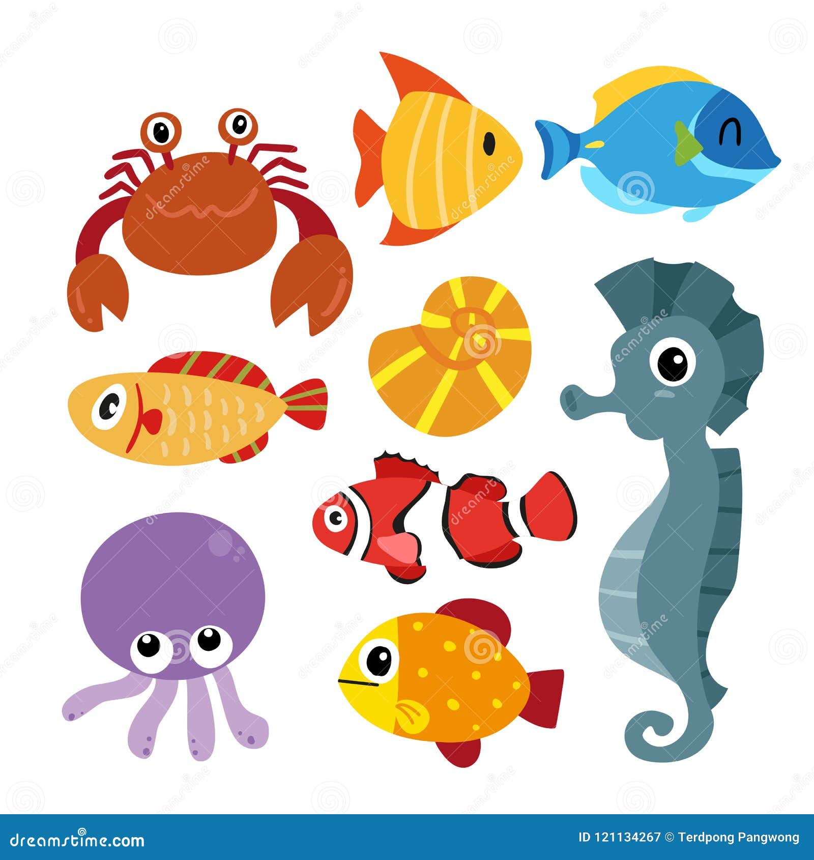 Marine Life Vector Collection Design Stock Illustration - Illustration ...