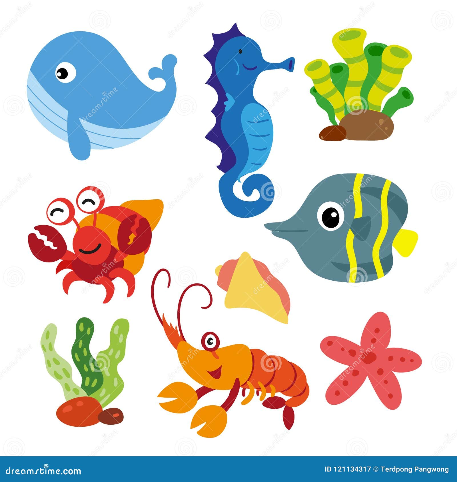 Marine Life Vector Collection Design Stock Illustration - Illustration ...