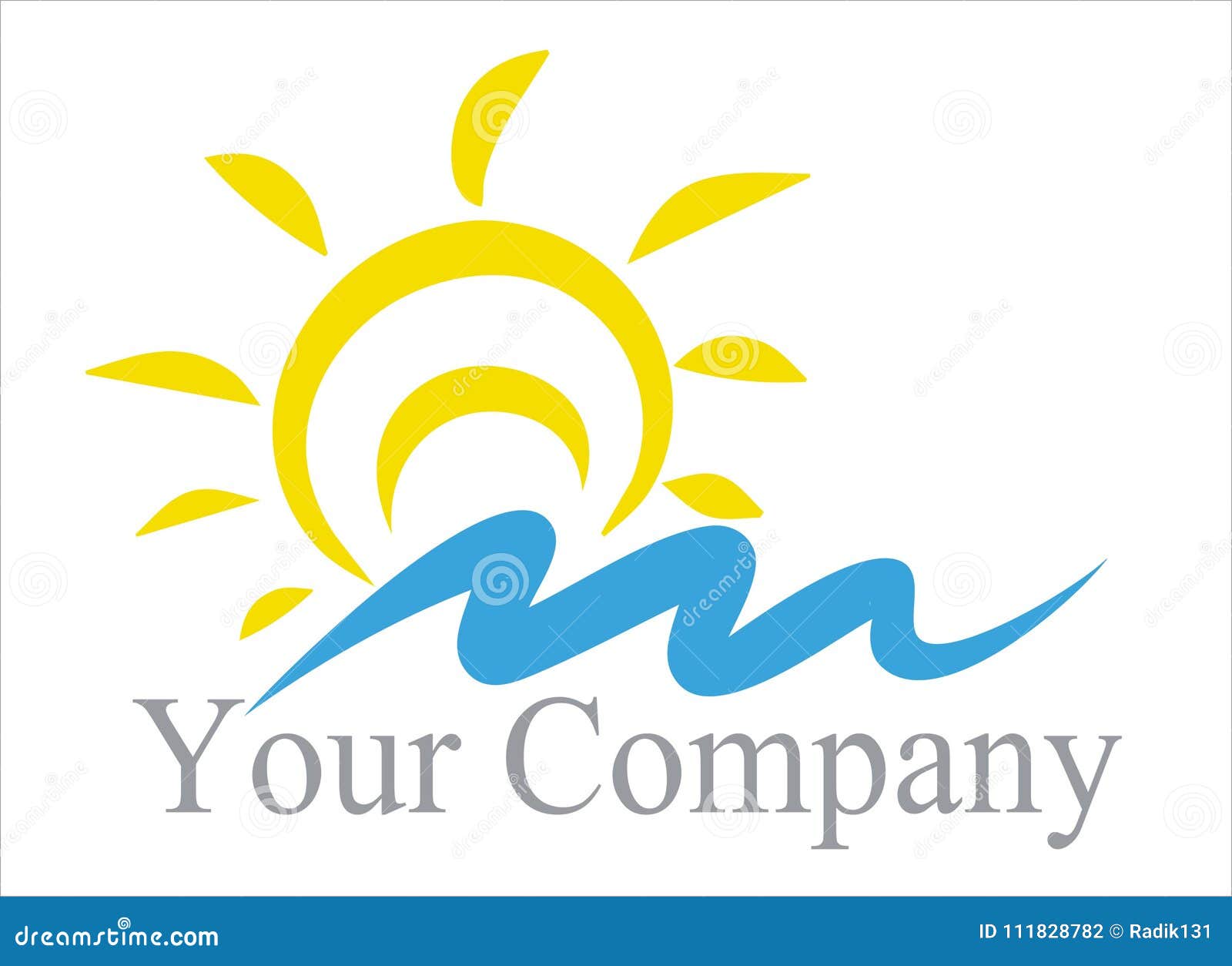 Marine logo sun, wave stock vector. Illustration of white - 111828782