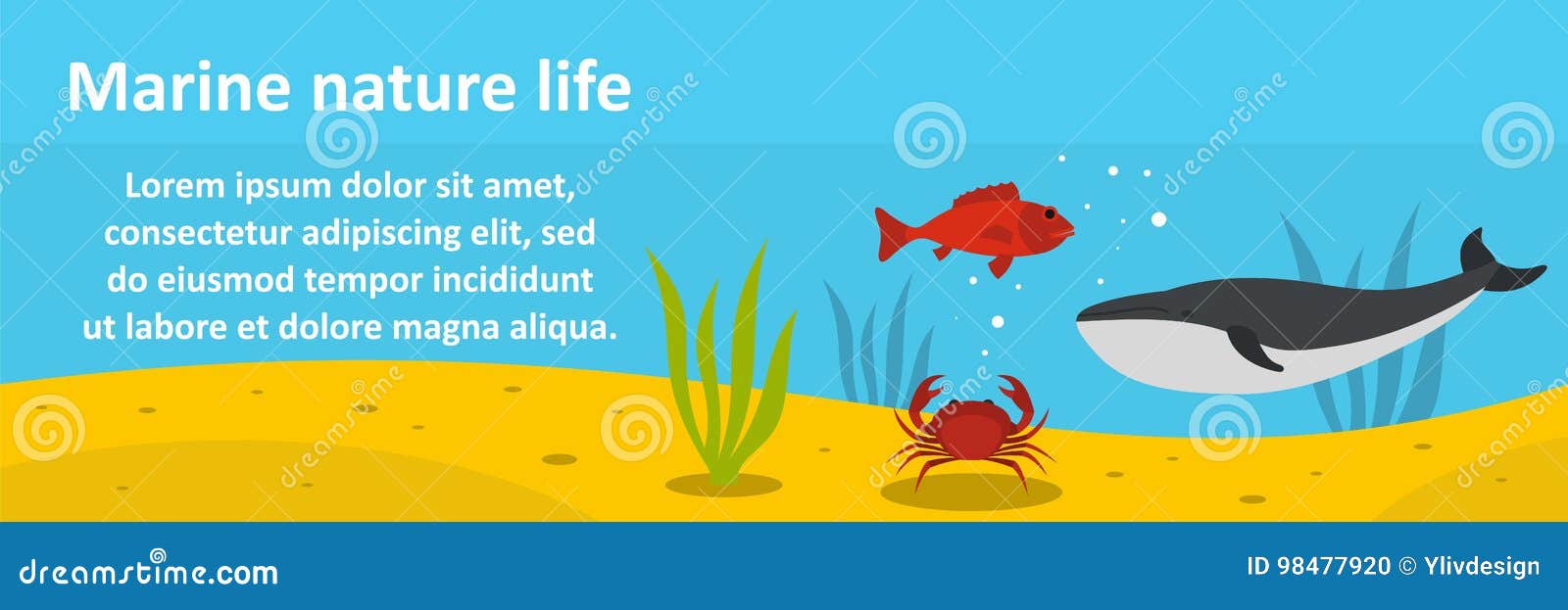 Marine Nature Life Banner Horizontal Concept Stock Vector ...