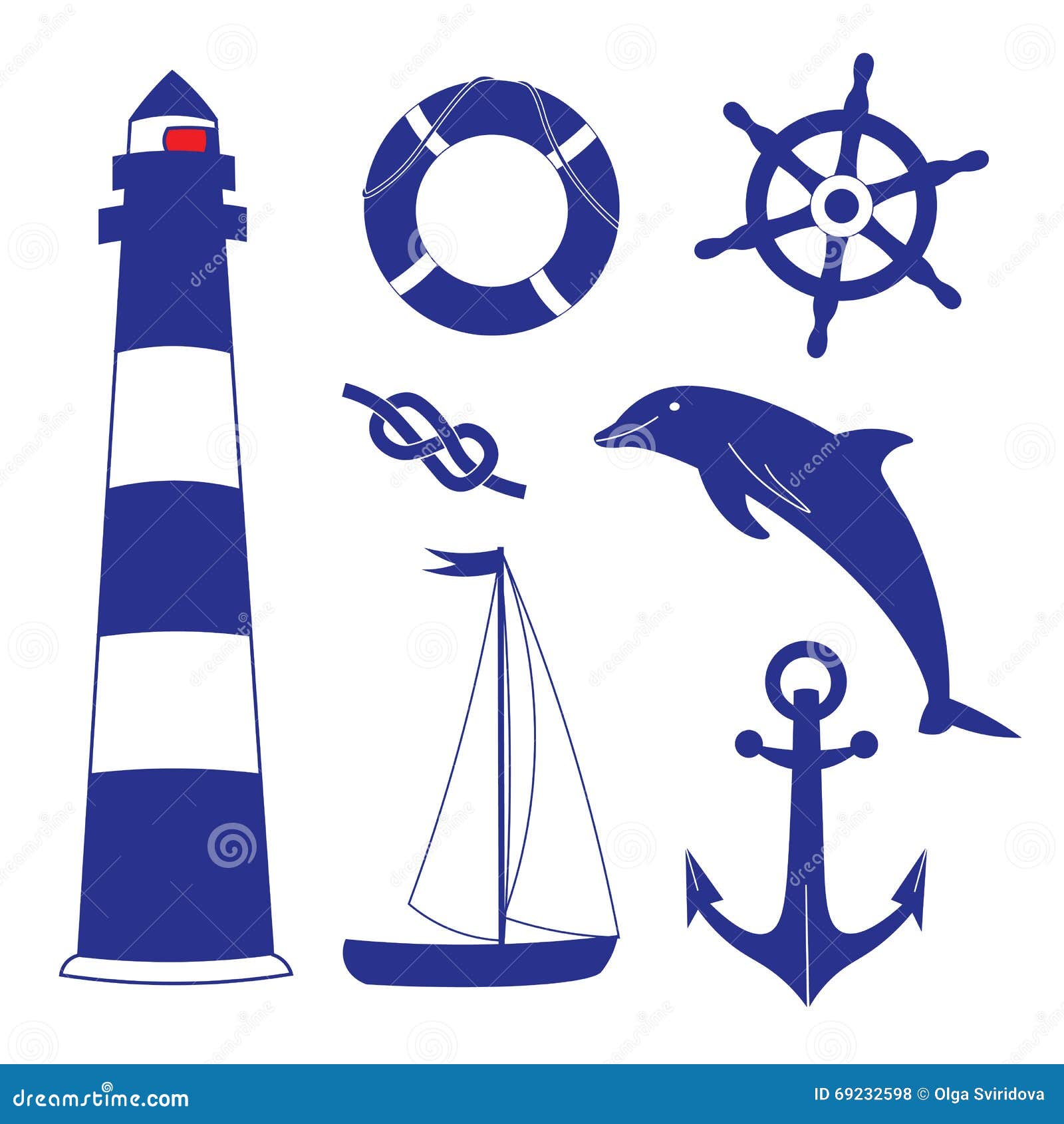 Marine Objects. Blue Ocean Set Stock Vector - Illustration of objects ...