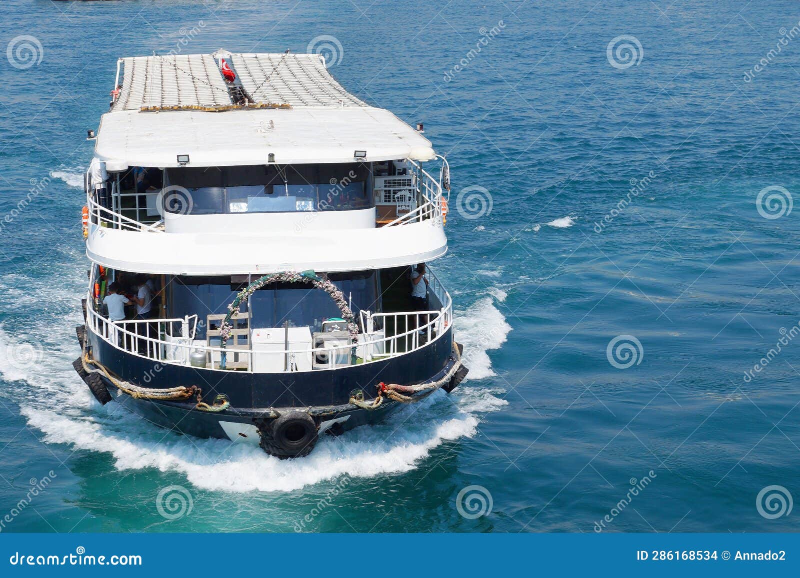 Marine Passenger Ferry on the Sea Close Up Top View Stock Photo - Image ...