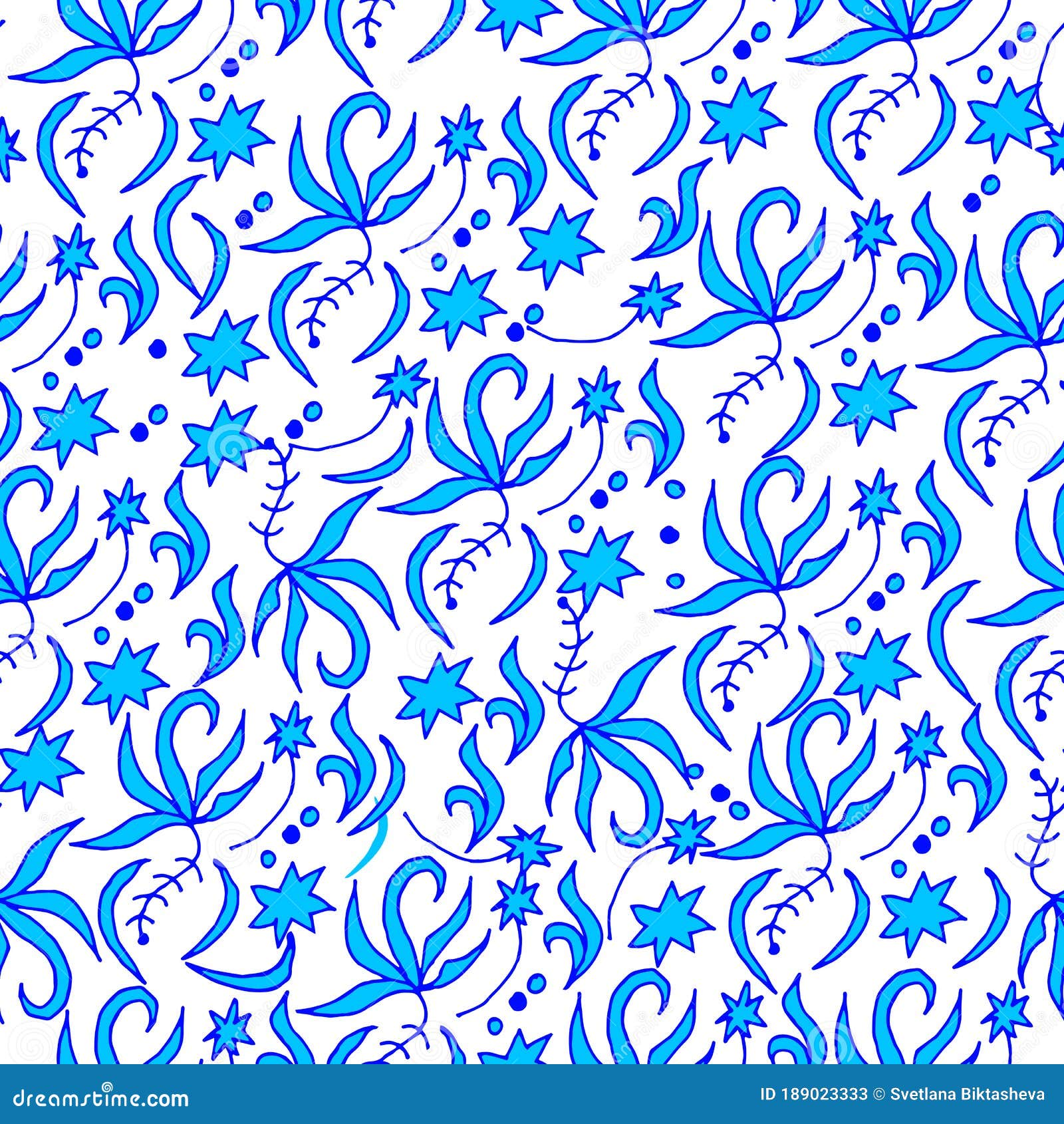 Marine Pattern in Blue on a White Background Stock Vector ...