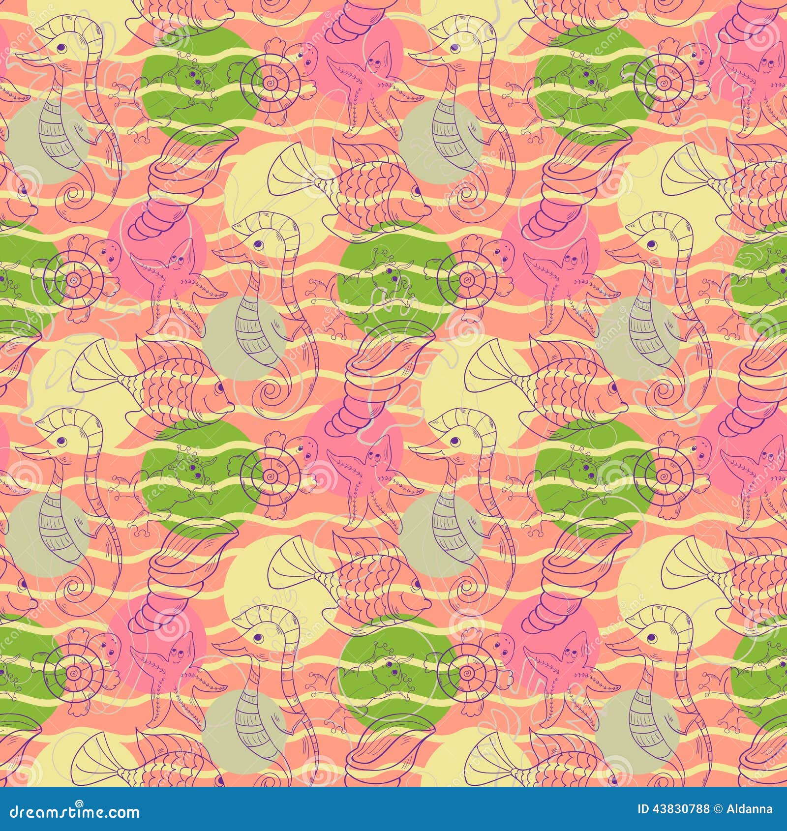 Marine pattern stock vector. Illustration of color, tropical - 43830788