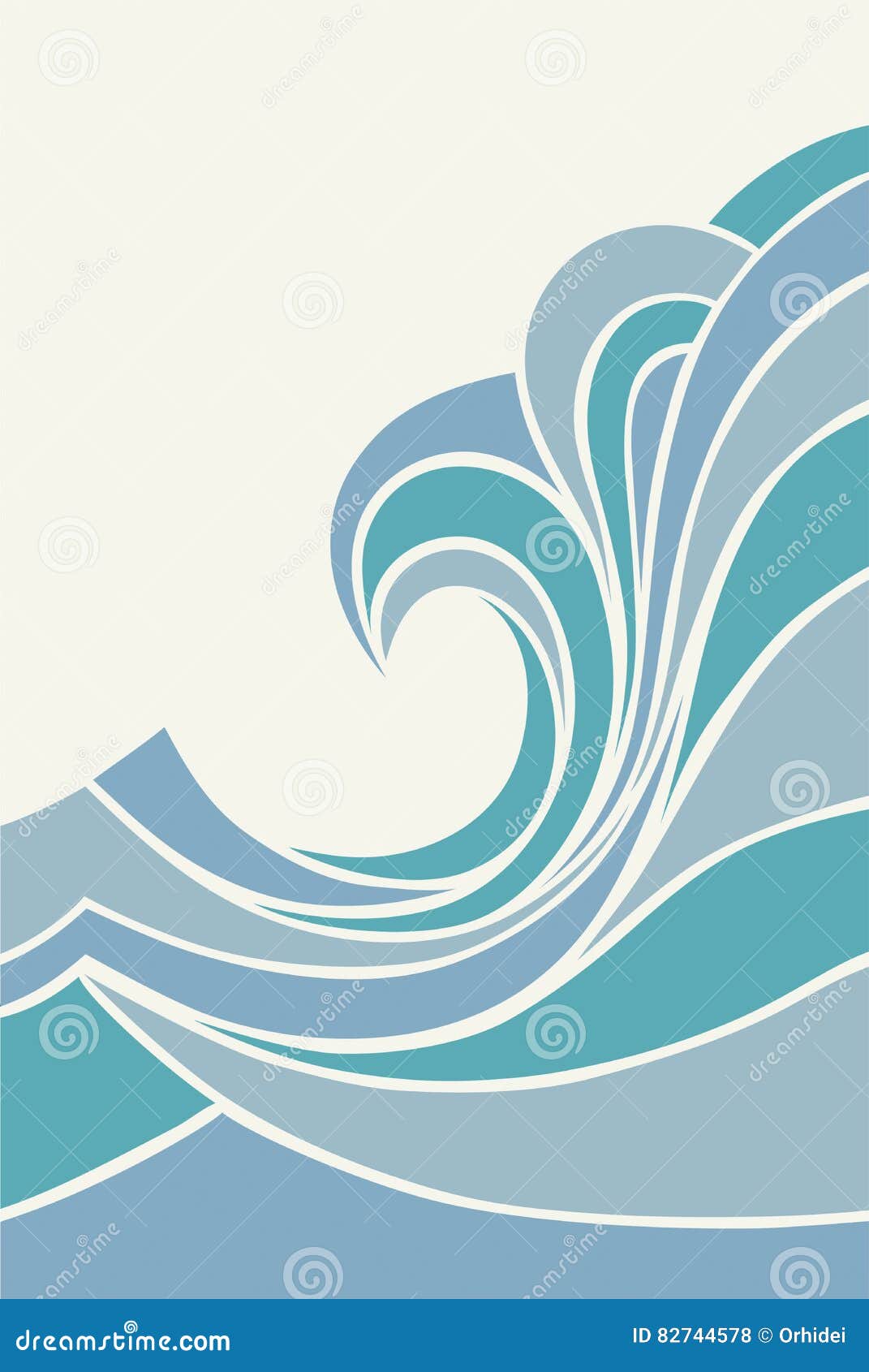 Marine Pattern with Stylized Blue Waves in Vintage Style Stock Vector ...