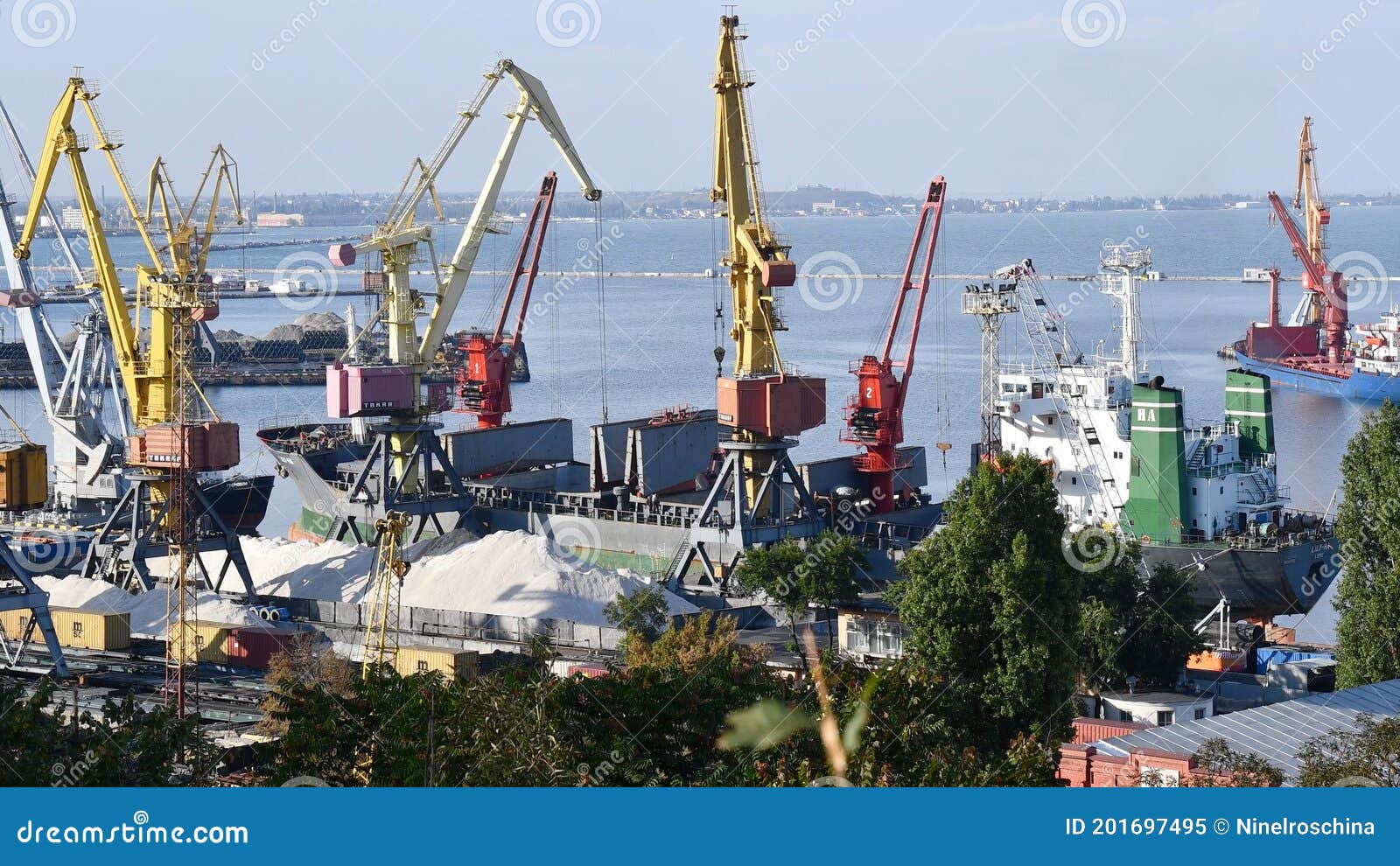 Marine Port and Bulk Cargo Shipment Terminal with Shore Cranes ...
