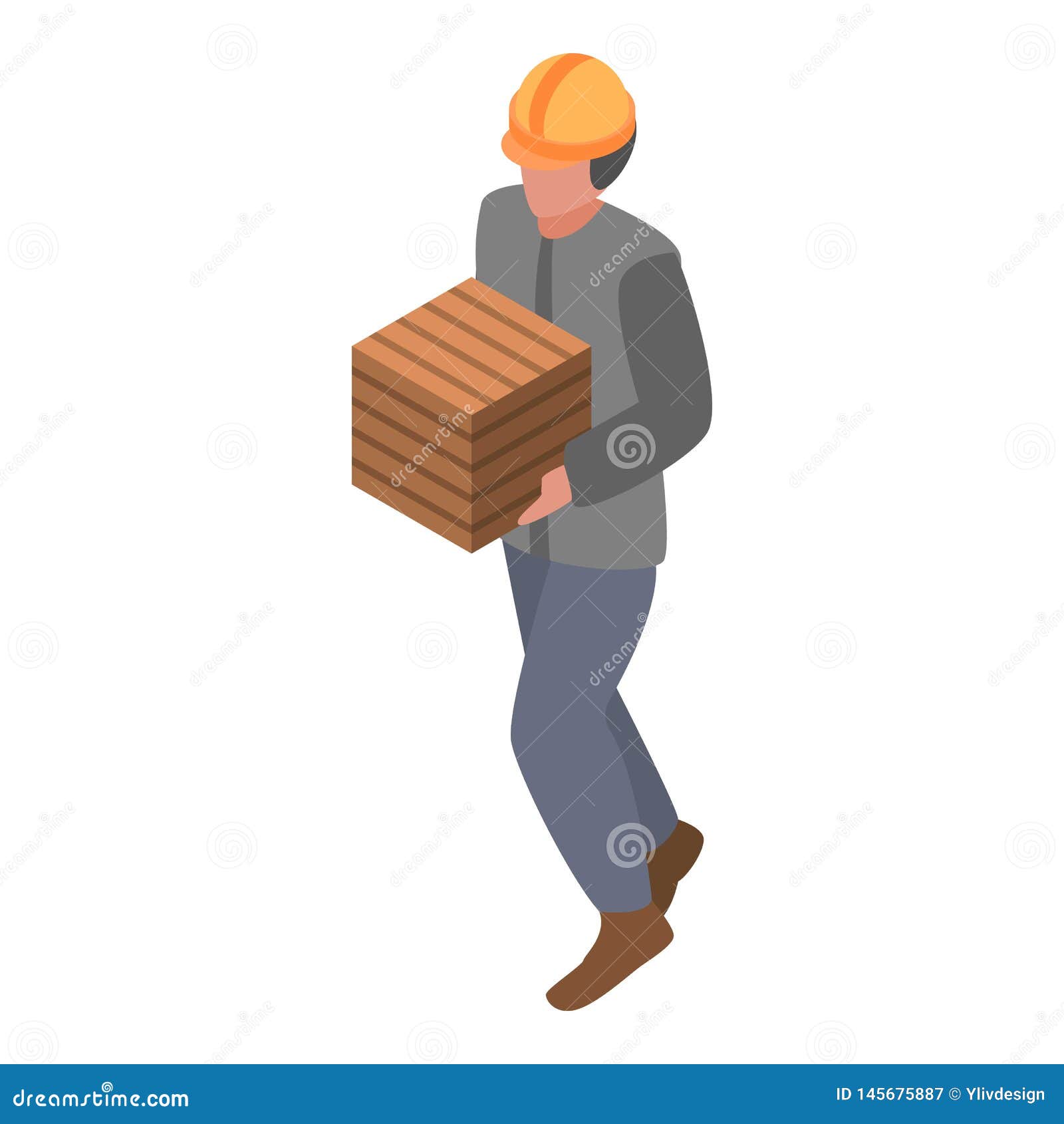 Marine Port Worker with Box Icon, Isometric Style Stock Vector ...
