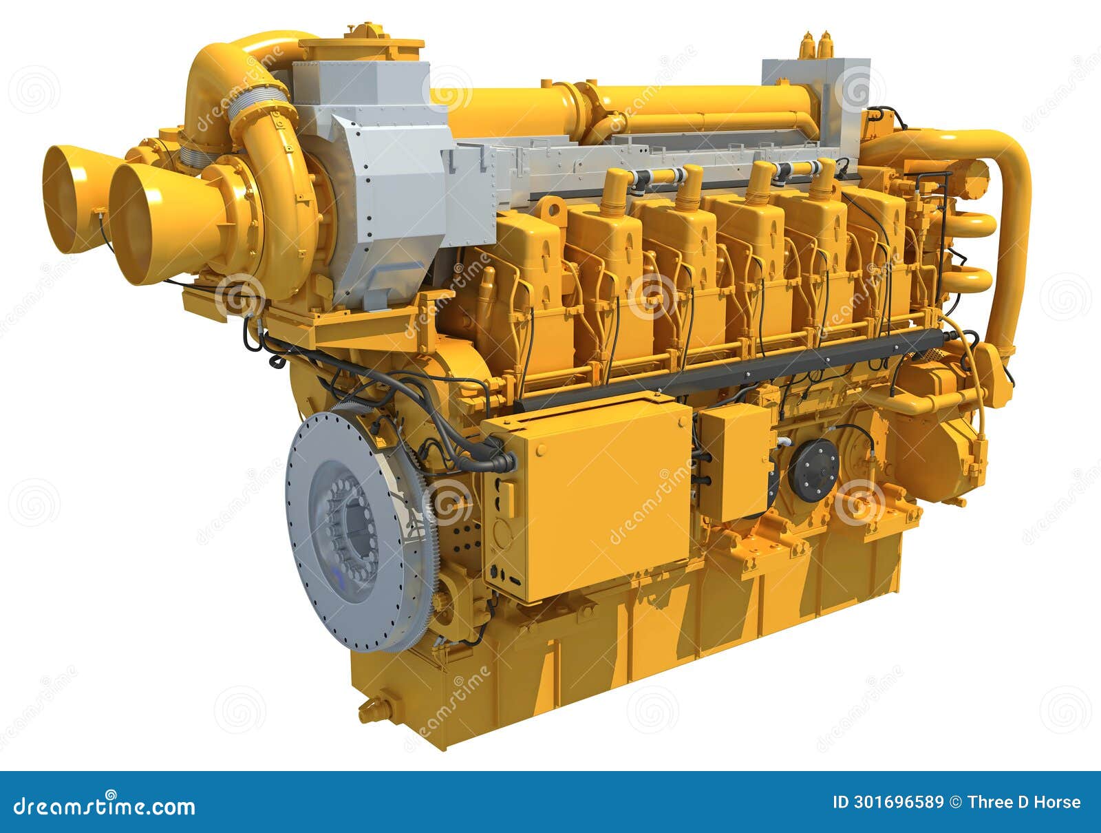 Marine Propulsion Engine for Ships, Yachts and Boats 3D Rendering Stock ...