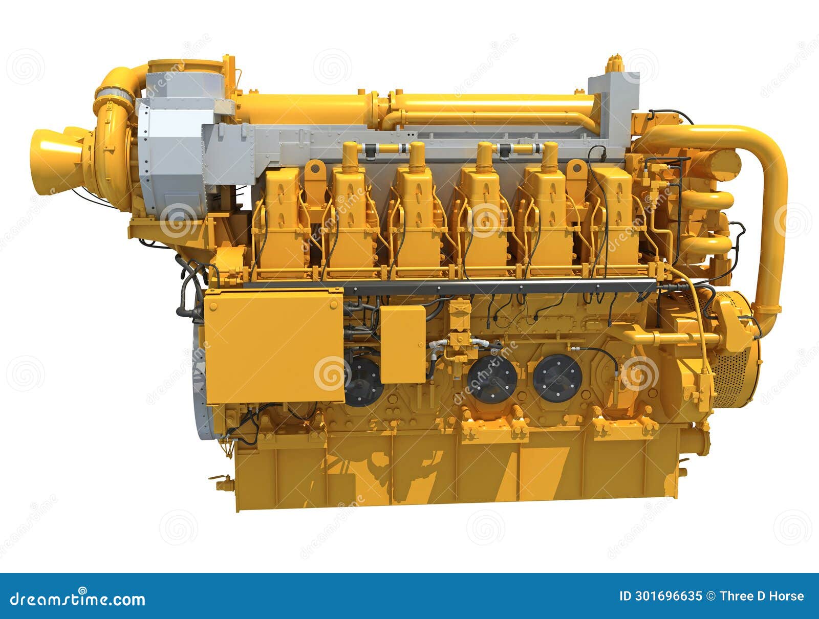 Marine Propulsion Engine for Ships, Yachts and Boats 3D Rendering Stock ...