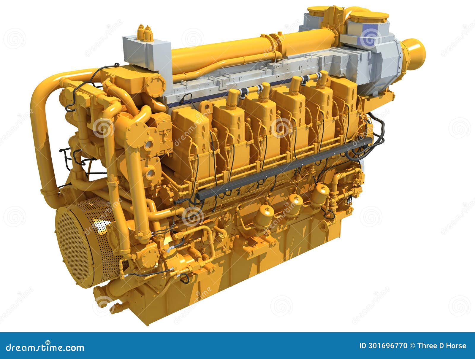 Marine Propulsion Engine for Ships, Yachts and Boats 3D Rendering Stock ...