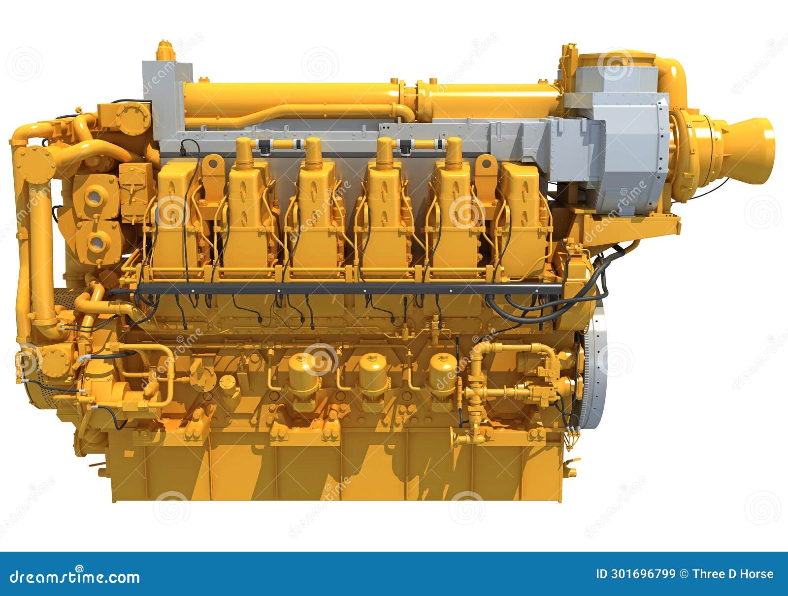 Marine Propulsion Engine for Ships, Yachts and Boats 3D Rendering Stock ...