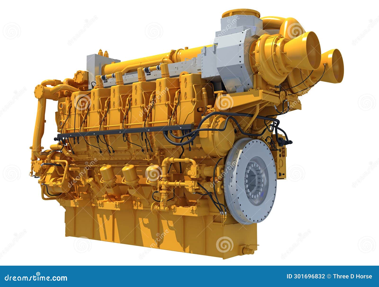 Marine Propulsion Engine for Ships, Yachts and Boats 3D Rendering Stock ...