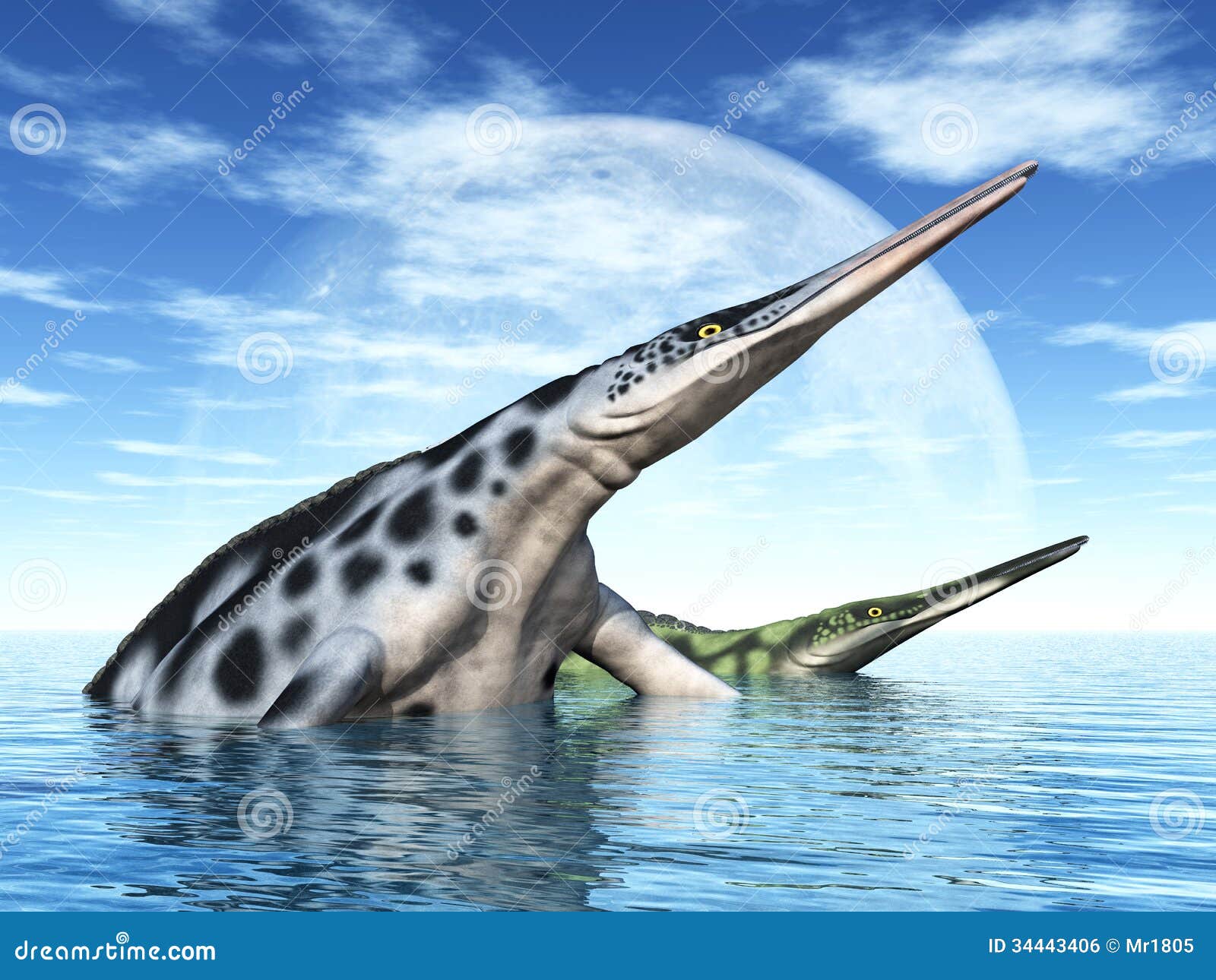 Marine Reptile Hupehsuchus stock illustration. Illustration of ocean ...