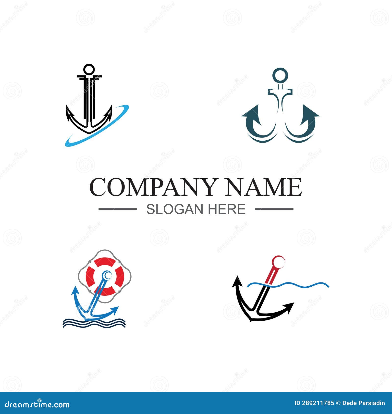 Marine Retro Emblems Logo with Anchor and Rope, Anchor Logo - Vector ...