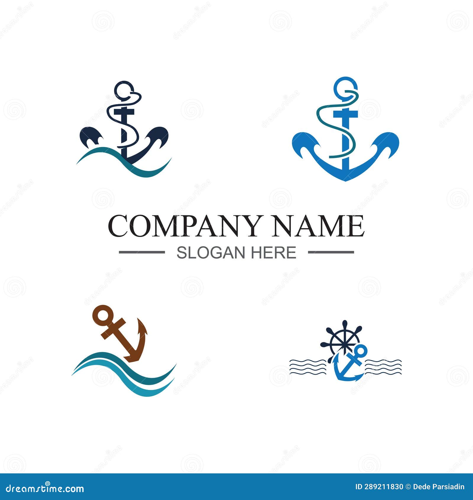 Marine Retro Emblems Logo with Anchor and Rope, Anchor Logo - Vector ...