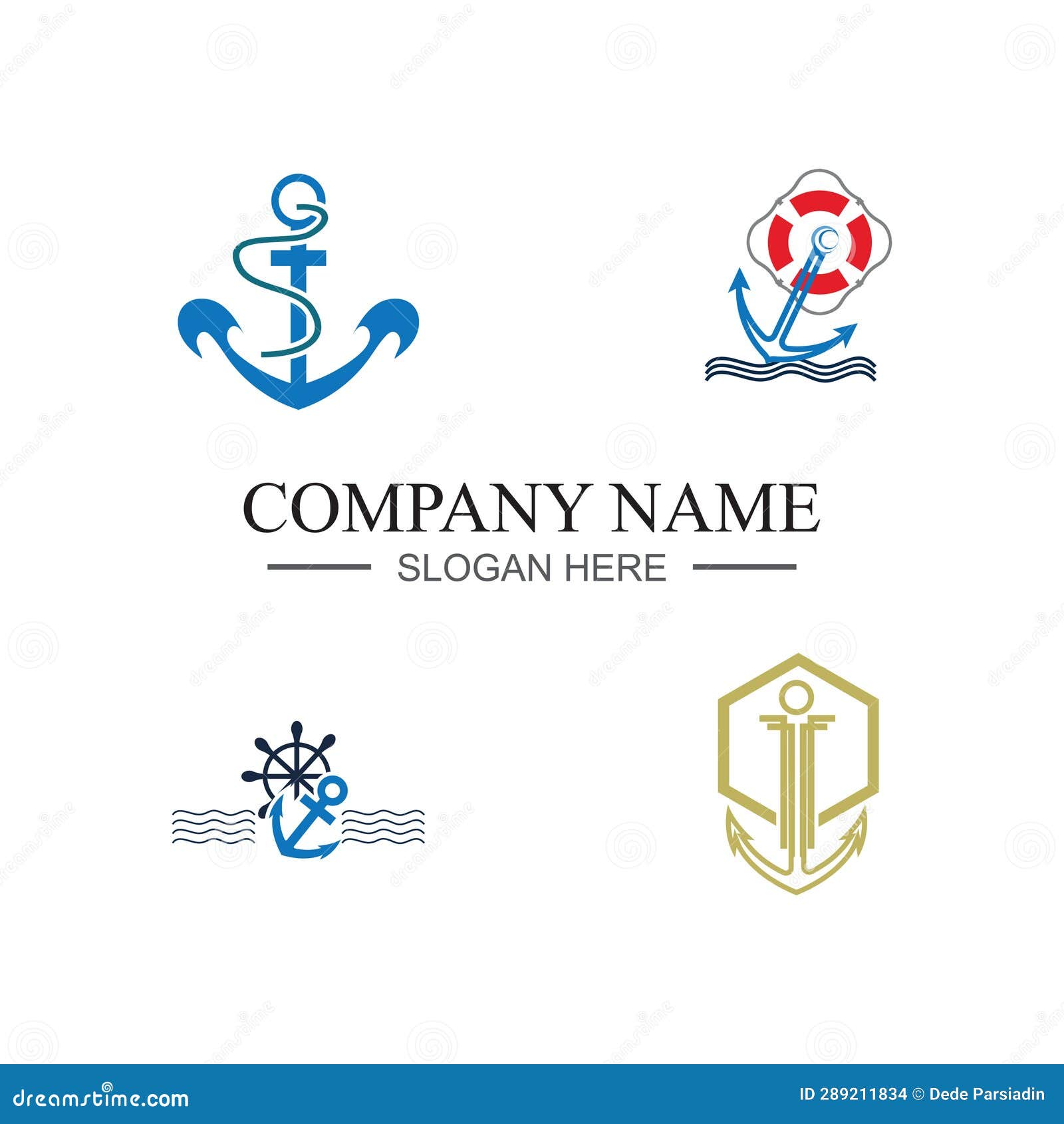 Marine Retro Emblems Logo with Anchor and Rope, Anchor Logo - Vector ...